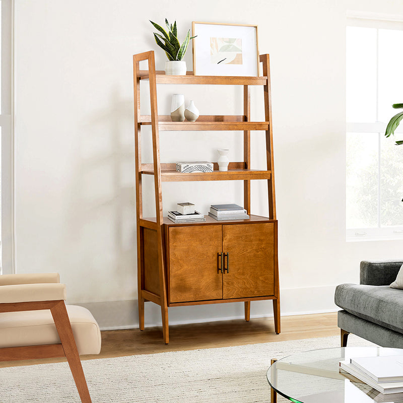 Andre 76" H x 36" W Solid Wood Ladder Bookcase - Hulala Home