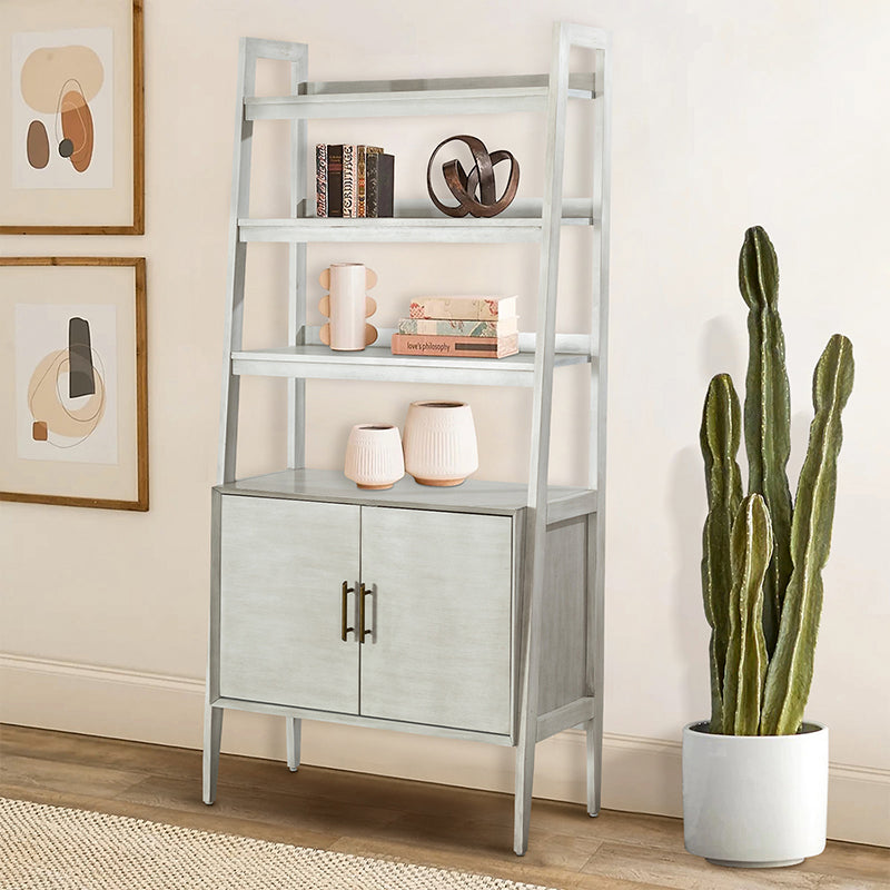 Andre 76" H x 36" W Solid Wood Ladder Bookcase - Hulala Home