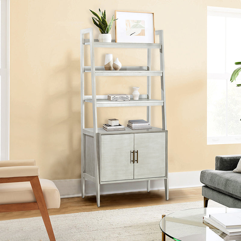 Andre 76" H x 36" W Solid Wood Ladder Bookcase - Hulala Home
