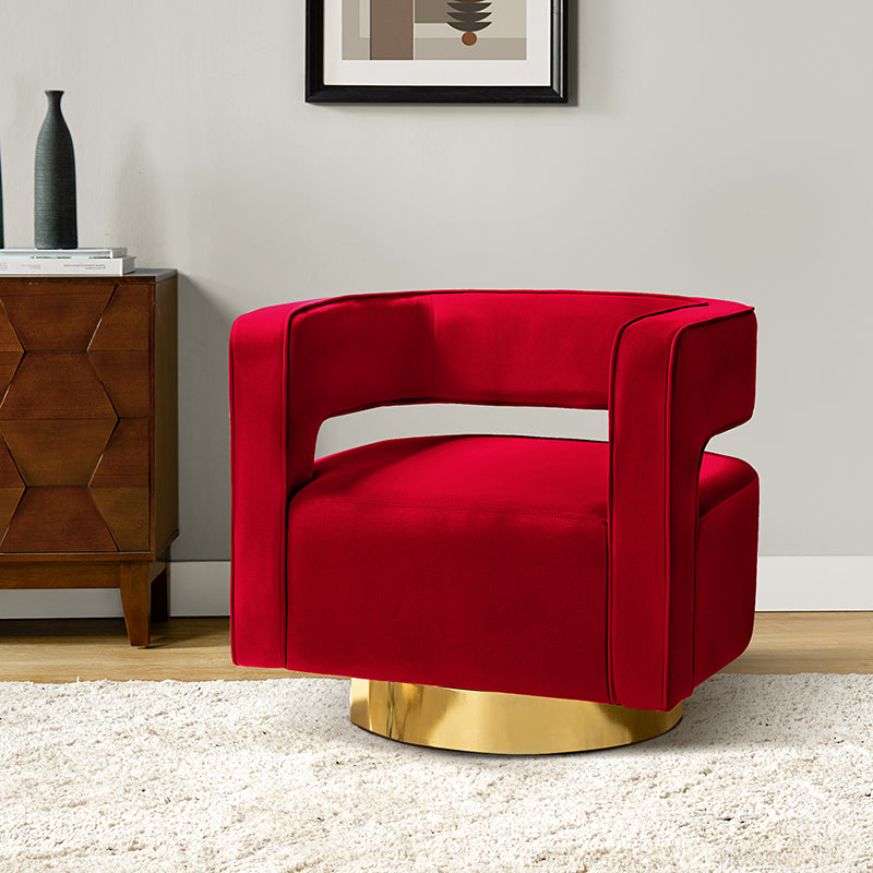 Hulala Home Agata Velvet Swivel Barrel Armchair Red