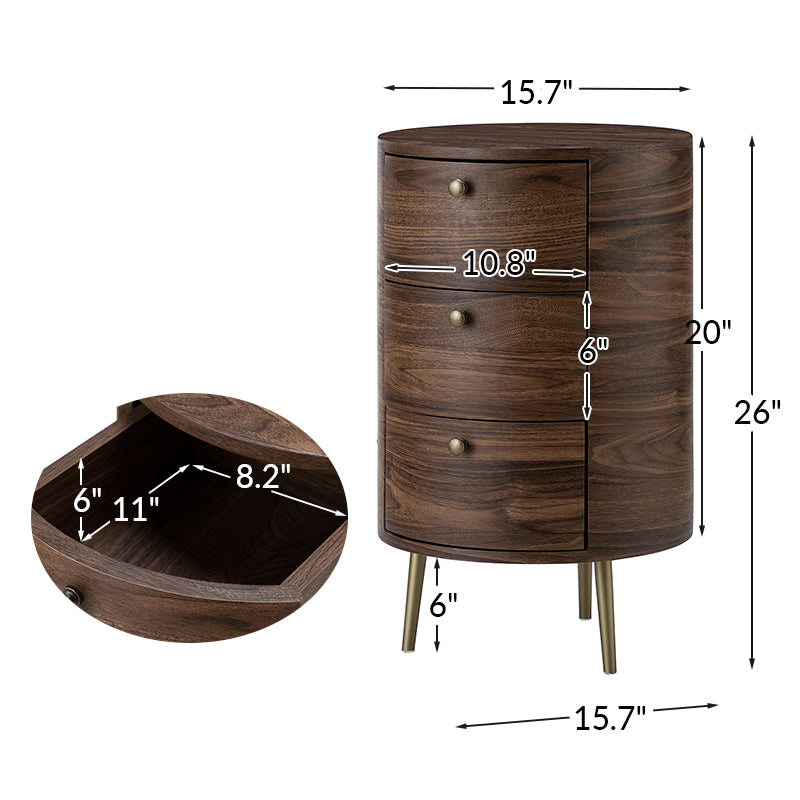 Etta 26'' Tall Drum 3 - Drawer End Table - Hulala Home