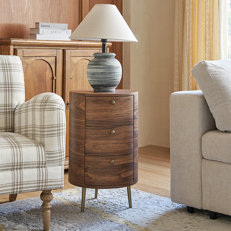 Etta 26" Tall Drum 3 - Drawer End Table - Hulala Home