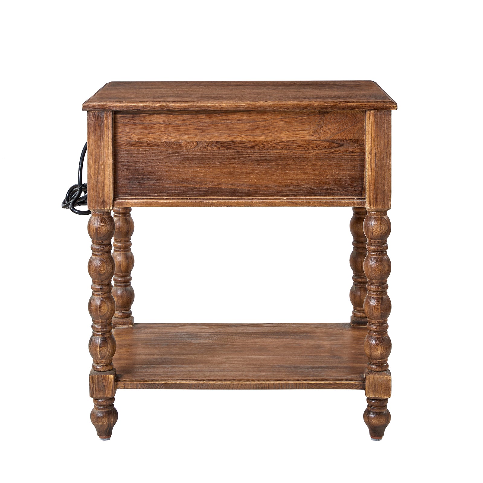 Ira 26" Tall Farmhouse Solid Wood End Table with Built-in Charging ...