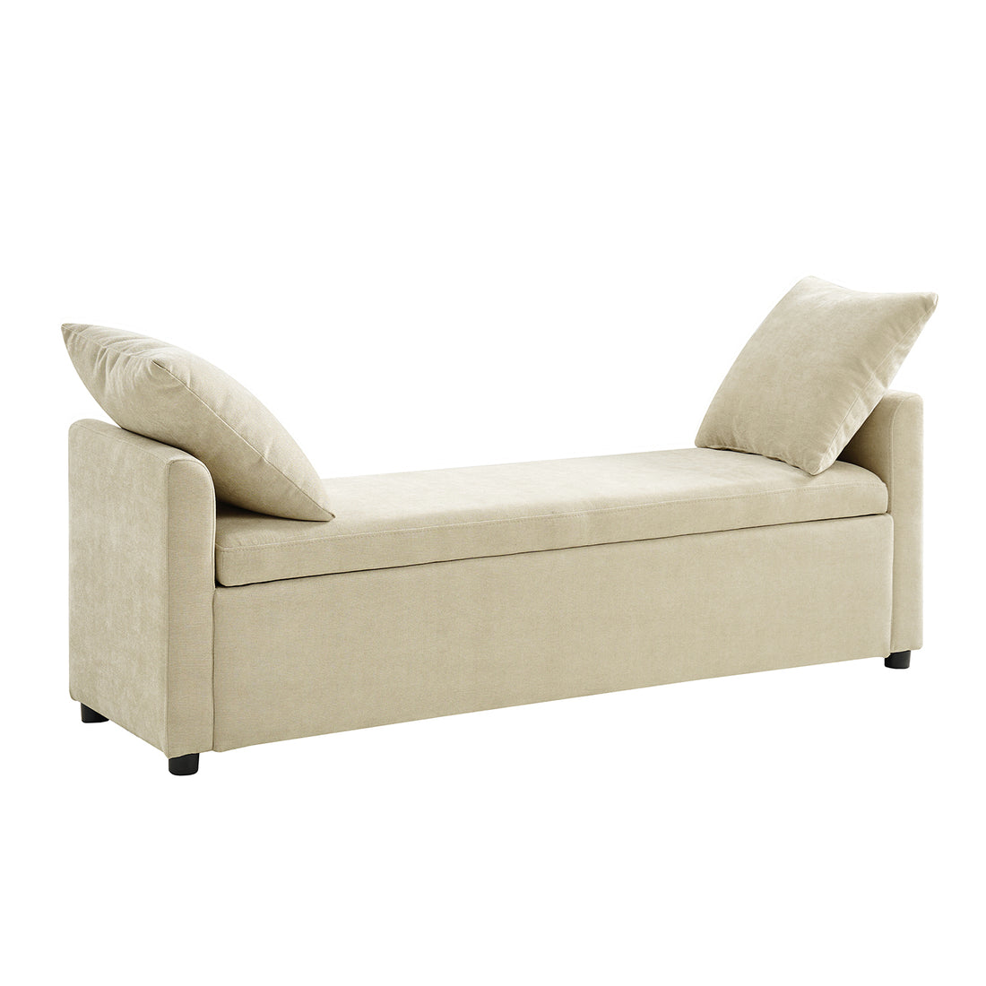 Benito 59.4" Wide End Of Bed Storage Couch Bench With Two Throw Pillows ...