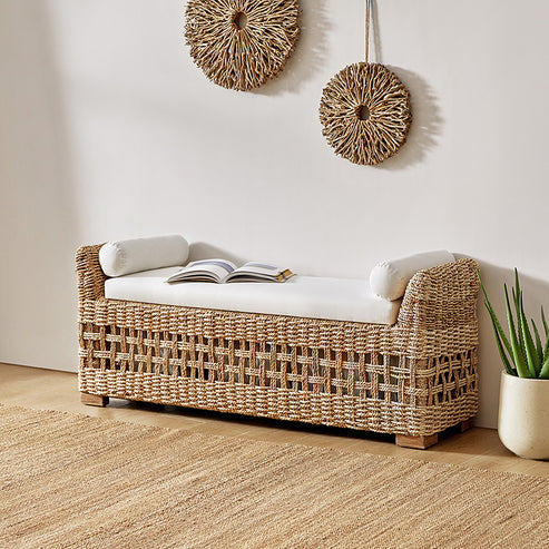 Coastal Charm: Leo Ratten Storage Bench - HULALA HOME