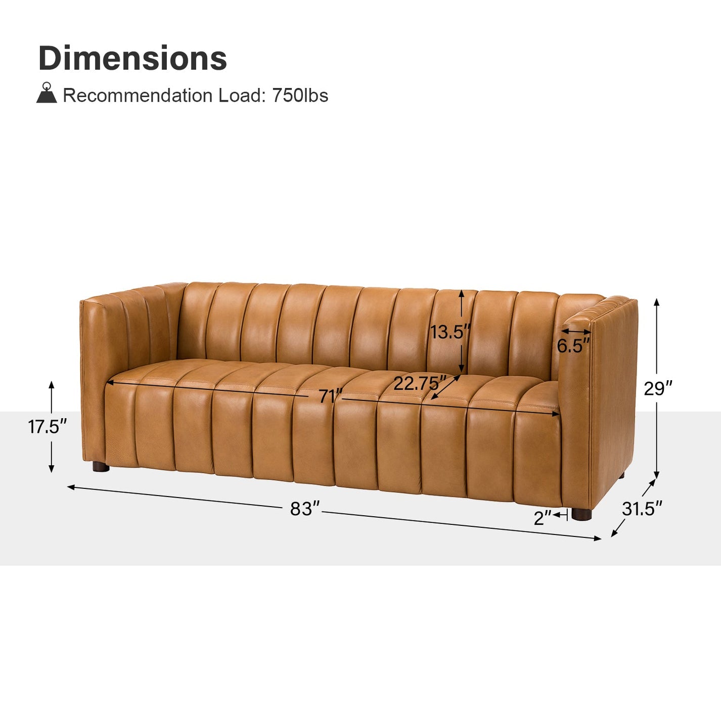 Rowan Genuine Leather Vinyl Office Sofa -83"