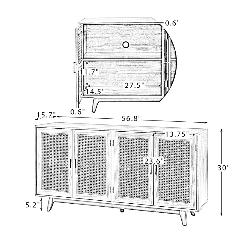 Butes 65 inch TV Stand Console Table with Storage - Hulala Home
