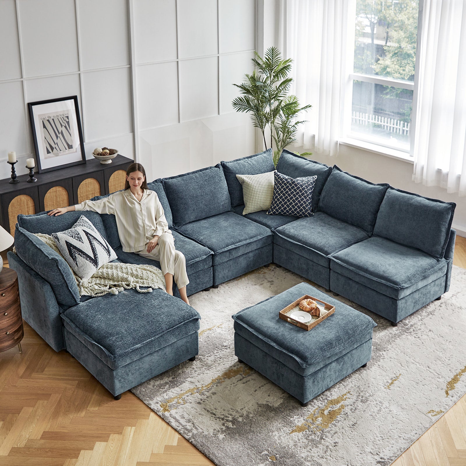 Harmetrix Oversized Soft Sectional Couch with Storage - HULALA HOME