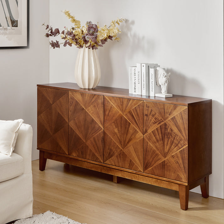Marcos 60" Wide Mid-century Geometric Patterns Sideboard with Solid ...