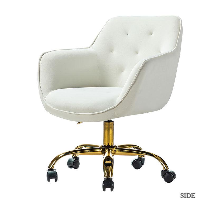 Hulala Home Jovida Velvet Tufted Office Chair Ivory